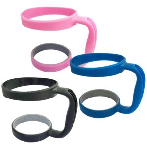 3 pack 30oz tumbler handles, danzix mug handle or cup holder replacement- black, pink,blue