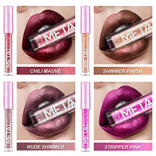 Glitter Shimmer Liquid Lipstick Set 12 Colors Shinning and Long Lasting Waterproof Colourful Lip Gloss Set (12 PCS)