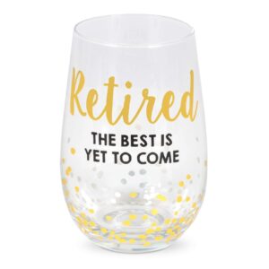 enesco our name is mud retired best is yet to come gold stemless wine glass, 1 count (pack of 1), clear