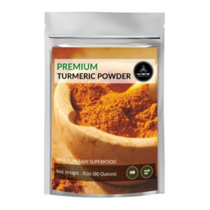 premium quality turmeric root powder with curcumin 5lbs by naturevibe botanicals | raw turmeric root grounded | bulk bag 100% pure (80 ounces)