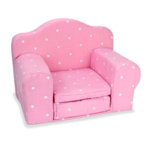 sophia's 2-in-1 plush polka dot pull-out sleeper chair converts to single bed for 18'' dolls, light pink