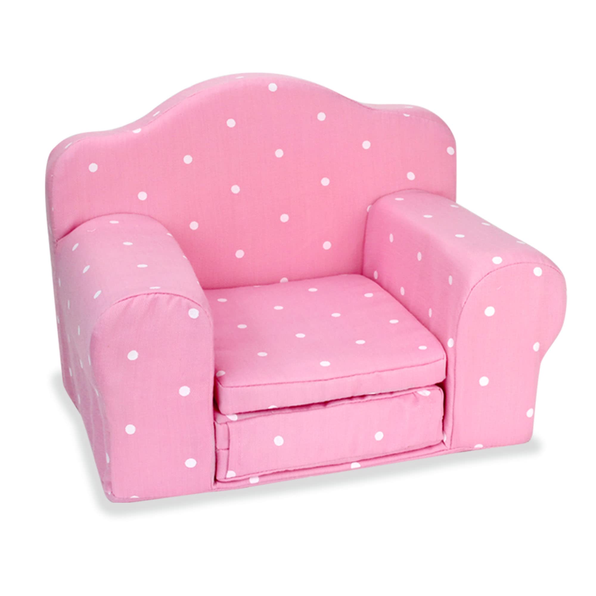 Sophia's 2-in-1 Plush Polka Dot Pull-Out Sleeper Chair Converts to Single Bed for 18'' Dolls, Light Pink