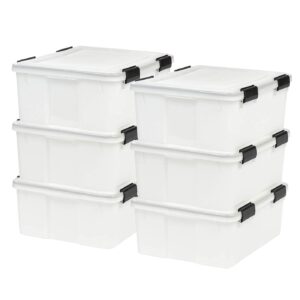 iris 30.6 quart weathertight storage box, 6 pack, pearl