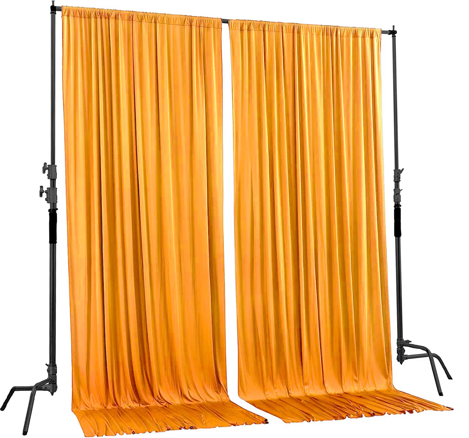 AK TRADING CO. 10 feet x 8 feet IFR Polyester Backdrop Drapes Curtains Panels with Rod Pockets - Wedding Ceremony Party Home Window Decorations - Marigold