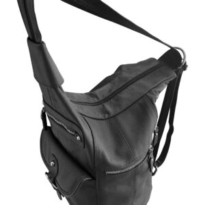 Roma Leathers Concealment Backpack - Premium Black Cowhide Leather - Dual Entry Gun Compartment - YKK Locks - Metal Zippers - Convertible Straps - Multi Pocket Shoulder Bag - Designed in the U.S.A.