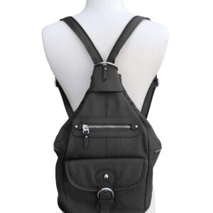 Roma Leathers Concealment Backpack - Premium Black Cowhide Leather - Dual Entry Gun Compartment - YKK Locks - Metal Zippers - Convertible Straps - Multi Pocket Shoulder Bag - Designed in the U.S.A.