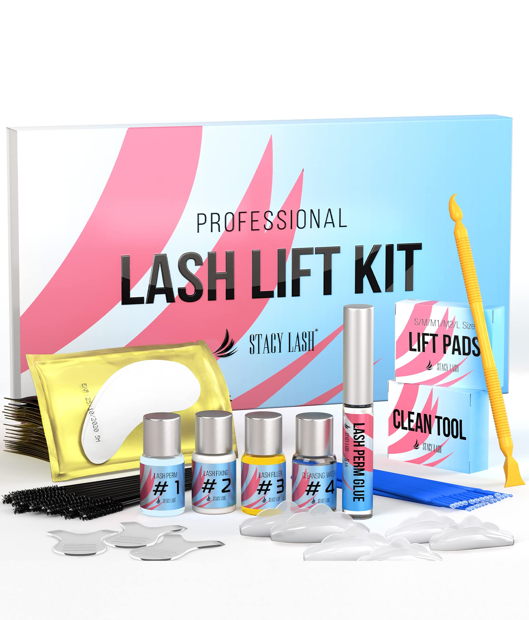 Stacy Lash Lift Kit - Professional Salon Premium Quality Eyelash Perm Curling Lotion & Liquid Full Lifting Set - Eyelash Perming Wave Curling Semi-Permanent