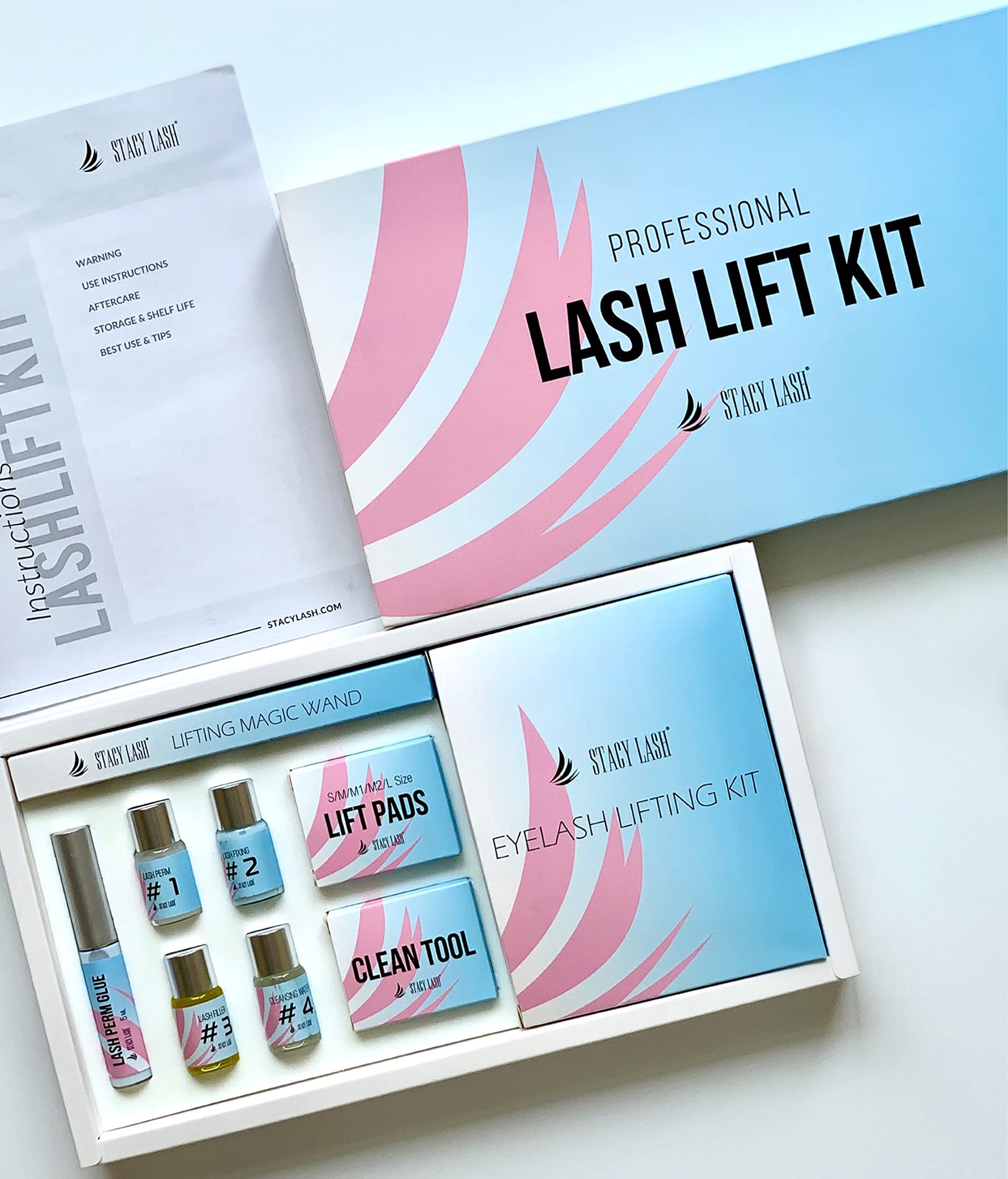 Stacy Lash Lift Kit - Professional Salon Premium Quality Eyelash Perm Curling Lotion & Liquid Full Lifting Set - Eyelash Perming Wave Curling Semi-Permanent