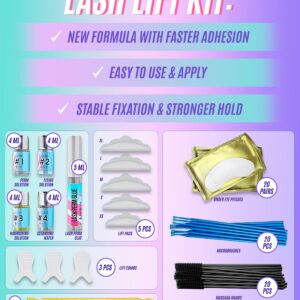 Stacy Lash Lift Kit - Professional Salon Premium Quality Eyelash Perm Curling Lotion & Liquid Full Lifting Set - Eyelash Perming Wave Curling Semi-Permanent