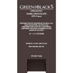 Green & Black's Organic Dark Chocolate Bar, 85% Cacao, 10 - 3.17 oz Bars