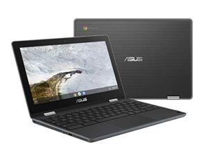 asus chromebook flip c214ma-ys02t 11.6” ruggedized and water resistant chromebook, 360 touchscreen convertible, intel n4000, 4gb ddr4 ram, 32gb storage, mil std design, chrome os, black