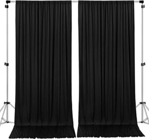 ak trading co. 10 feet x 8 feet ifr polyester backdrop drapes curtains panels with rod pockets - wedding ceremony party home window decorations - black