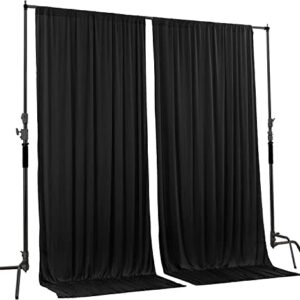 AK TRADING CO. 10 feet x 8 feet IFR Polyester Backdrop Drapes Curtains Panels with Rod Pockets - Wedding Ceremony Party Home Window Decorations - Black