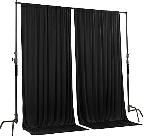 AK TRADING CO. 10 feet x 8 feet IFR Polyester Backdrop Drapes Curtains Panels with Rod Pockets - Wedding Ceremony Party Home Window Decorations - Black