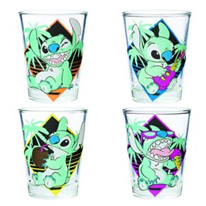 silver buffalo lilo and stitch pastel 4pc mini glass set, 1.5-ounces