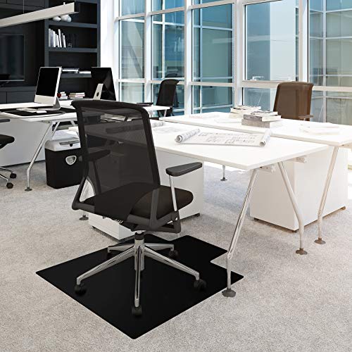 Advantagemat Black Vinyl Lipped Chair Mat for Carpets - 45" x 53",