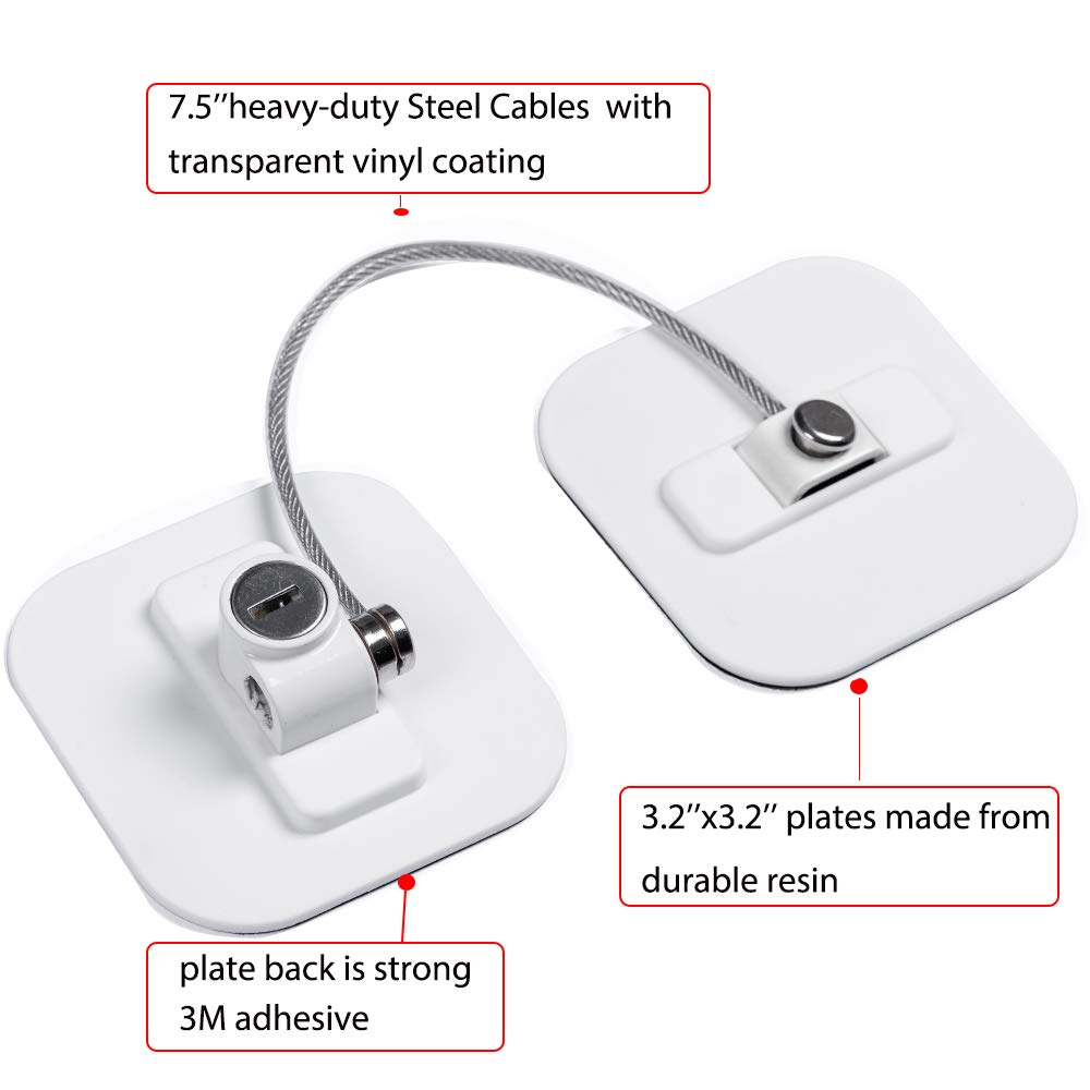 Fridge Lock,Refrigerator Locks,Freezer Lock with Key for Child Safety,Locks to Lock Fridge and Cabinets (White Fridge Lock-1Pack)