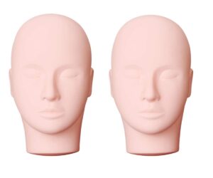 yephets pro training mannequin flat head practice make up eye lashes eyelash extensions,practice training head manikin cosmetology mannequin doll face head-2 pack