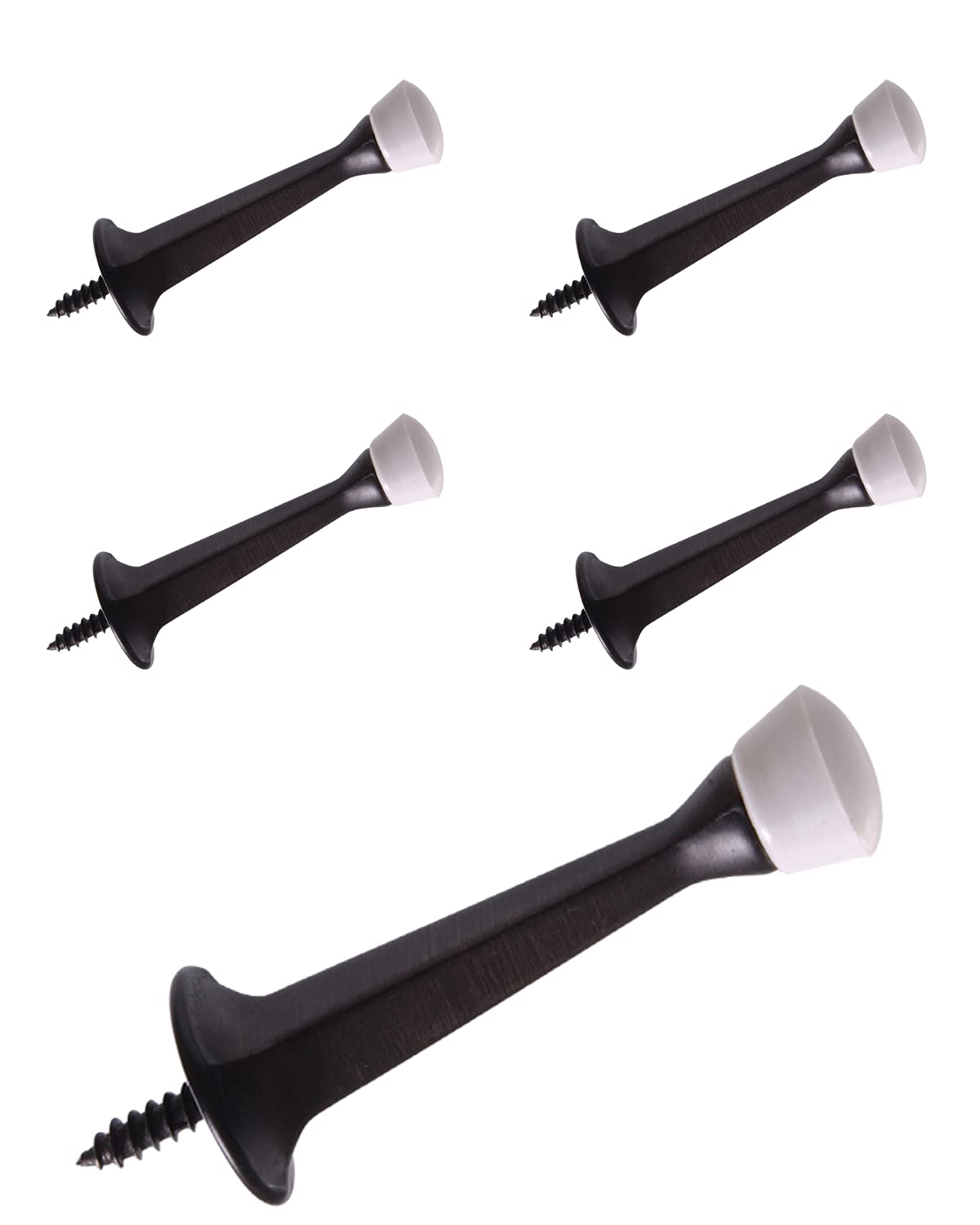 Door Stops 3 Inch Rigid with Rubber Pin Oil Rubbed Bronze Black, 5 Pack | HOWTOOL