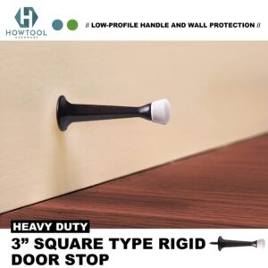 Door Stops 3 Inch Rigid with Rubber Pin Oil Rubbed Bronze Black, 5 Pack | HOWTOOL