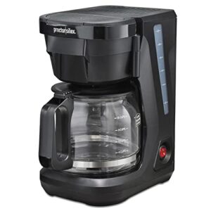 Proctor Silex FrontFill Drip Coffee Maker, 12 Cup Glass Carafe, Black and Silver (43680PS)