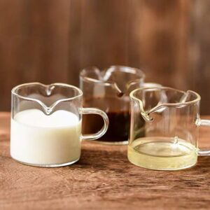 BCnmviku Shot Glasses Espresso Parts Double Spouts Milk Cup Clear Glass (Clear Glass-2Pack)