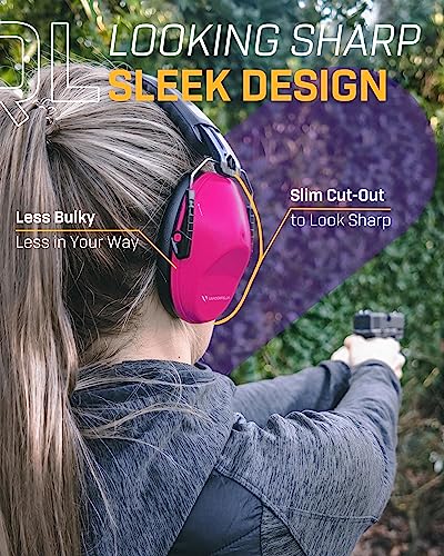 Vanderfields Hearing Protection Headphones 20dB Noise Reduction, Noise Cancelling Ear Muffs for Adults-Passive Ear Protection for Shooting Range, Fireworks, Construction, Lawn Mowing Safety Ear Muffs