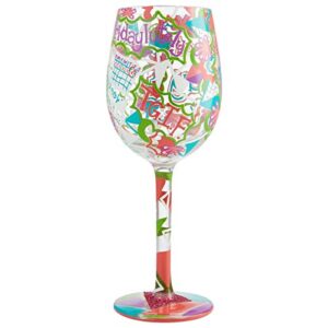 Enesco Designs by Lolita Feel Good Friday Artisan Hand-Painted Wine Glass, 15 Ounce, Multicolor