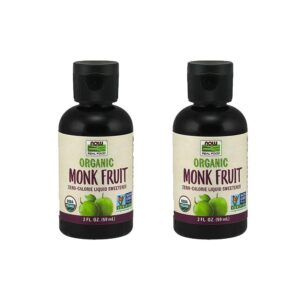 now foods monk fruit liquid organic, 2 fluid ounce (2 pack)