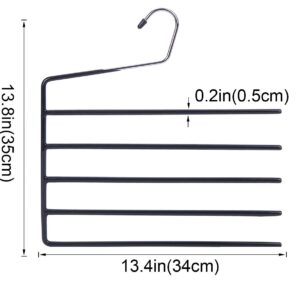 Nature Smile Pants Hangers 3pack, Heavy Duty Multi Layers Space Saving Slack Hangers,Non Slip 5 Tier Open-Ended Pants Hanger Closet Storage Organizer for Garden Flags Trousers Jeans Scarf