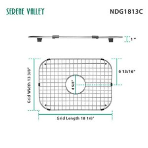 Serene Valley Sink Grid 18-1/8" L x 13-3/8" W, Centered Drain with Corner Radius 3-1/2", NDG1813C