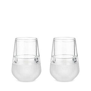 Host Freeze Cooling Glasses, Freezer Gel Stemless Wine Glasses for Red & White Wine, Insulated Glass with Silicone Band, Set of 2, 8.5 oz