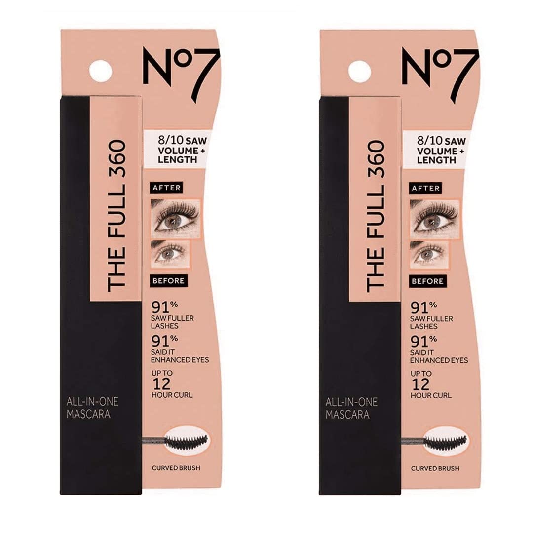 No7 The Full 360 All - in -1 Mascara, Brown/Black (Pack of 2)