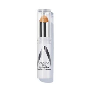 almay skin perfecting comfort concealer, hypoallergenic, cruelty free, -fragrance free, dermatologist tested, deep