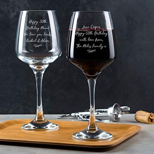 Happy Birthday Wine Glass for Women - Personalized Birthday Gifts for Wife Her Sister - 21st 30th 40th 50th 60th 70th 80th - Engraved 14oz Goblet with Stem