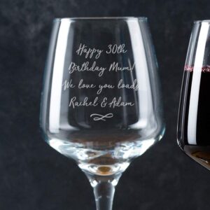 Happy Birthday Wine Glass for Women - Personalized Birthday Gifts for Wife Her Sister - 21st 30th 40th 50th 60th 70th 80th - Engraved 14oz Goblet with Stem