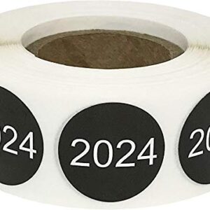 Black 2024 Circle Dot Stickers, 3/4 Inch Round, 500 Labels on a Roll