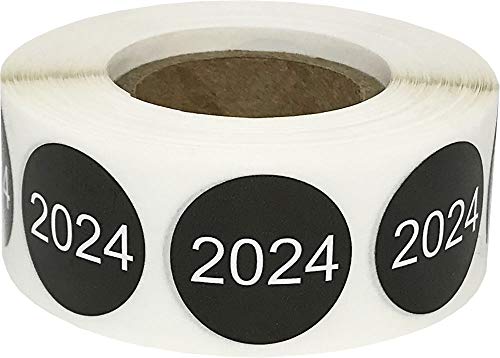 Black 2024 Circle Dot Stickers, 3/4 Inch Round, 500 Labels on a Roll