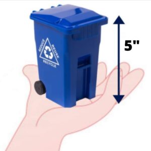 Wiosi Mini Curbside Garbage Trash Bin Pen Holder and Unique Tiny Size Recycle Can Set Pencil Cup Desktop Organizer Green Blue 2-Pack