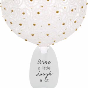 Pavilion Gift Company 24 Oz Hand Painted Large Glass Wine A Little Laugh A Lot-White Sparkle Swirl, Gold