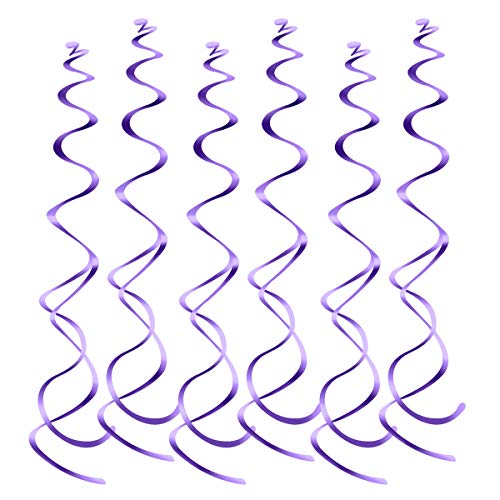 Lowki Hanging Spiral Swirl Decorations, Ceiling Decoration for Birthday, Graduation, Holiday Celebration Supplies Supper Longer 74cm/Pcs with Hook &Hem Decorative Hole -12 Pcs (Purple)