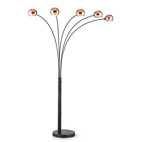 HOMEGLAM Orbs 5 Lights Arc Floor Lamp, Dimmer Switch, Bulbs Included (Bronze/Copper)