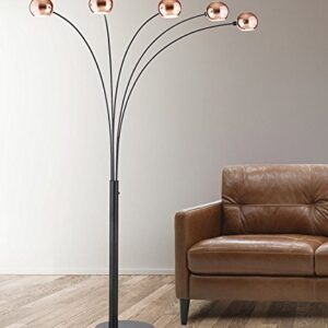 HOMEGLAM Orbs 5 Lights Arc Floor Lamp, Dimmer Switch, Bulbs Included (Bronze/Copper)