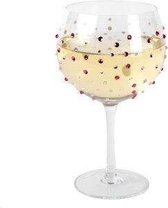 pavilion gift company pink gem stones-birthday 24 oz stemmed wine glass