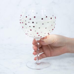 Pavilion Gift Company Pink Gem Stones-Birthday 24 Oz Stemmed Wine Glass