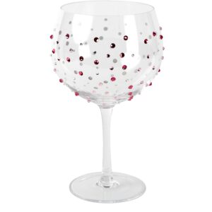 Pavilion Gift Company Pink Gem Stones-Birthday 24 Oz Stemmed Wine Glass