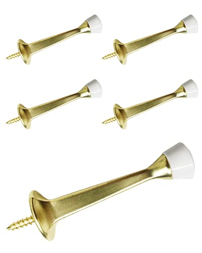 Door Stops 3 Inch Rigid Wall Mounted with Rubber Tip Champagne Brass, 5 Pack | HOWTOOL