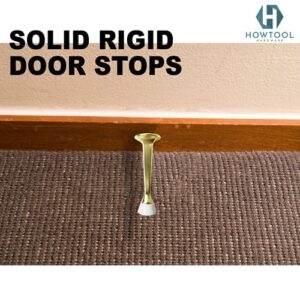 Door Stops 3 Inch Rigid Wall Mounted with Rubber Tip Champagne Brass, 5 Pack | HOWTOOL