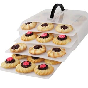 Cookie and Cake Carrier Container with Handle and Lid 4 Trays Cupcake Storage Transport Holder Box 2 Devil Eggs Trays Included