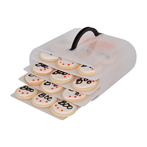 Cookie and Cake Carrier Container with Handle and Lid 4 Trays Cupcake Storage Transport Holder Box 2 Devil Eggs Trays Included